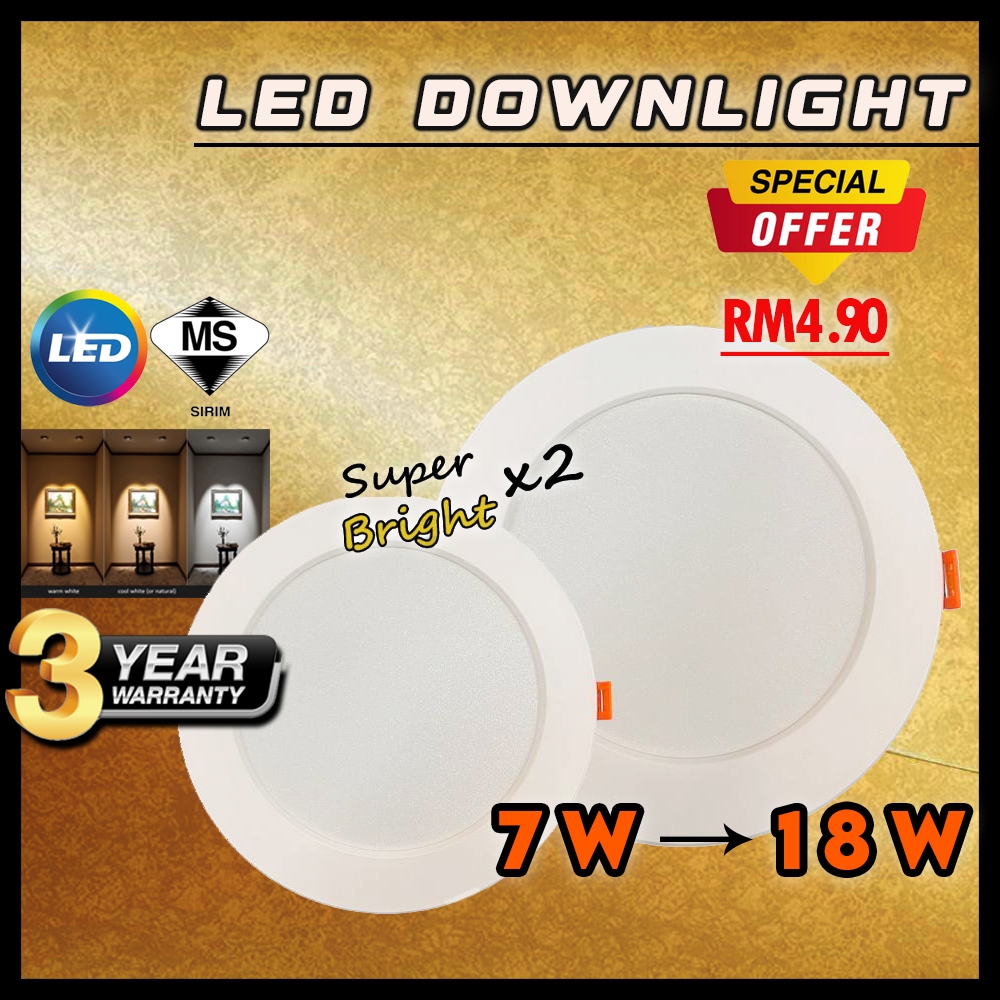 [SIRIM] LED Downlight 18W 15W 12W 7W Round Recessed Light Lampu Bulat ...
