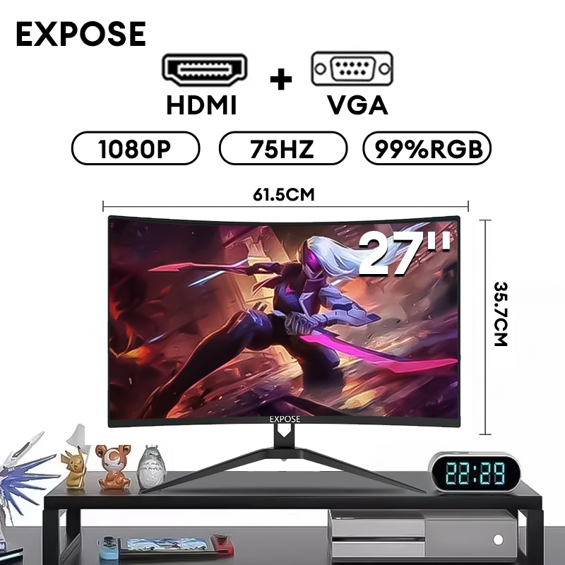 EXPOSE Monitor PC Curved Gaming Monitor 165HZ 19-27Inch PS4/PS5/Xbox ...