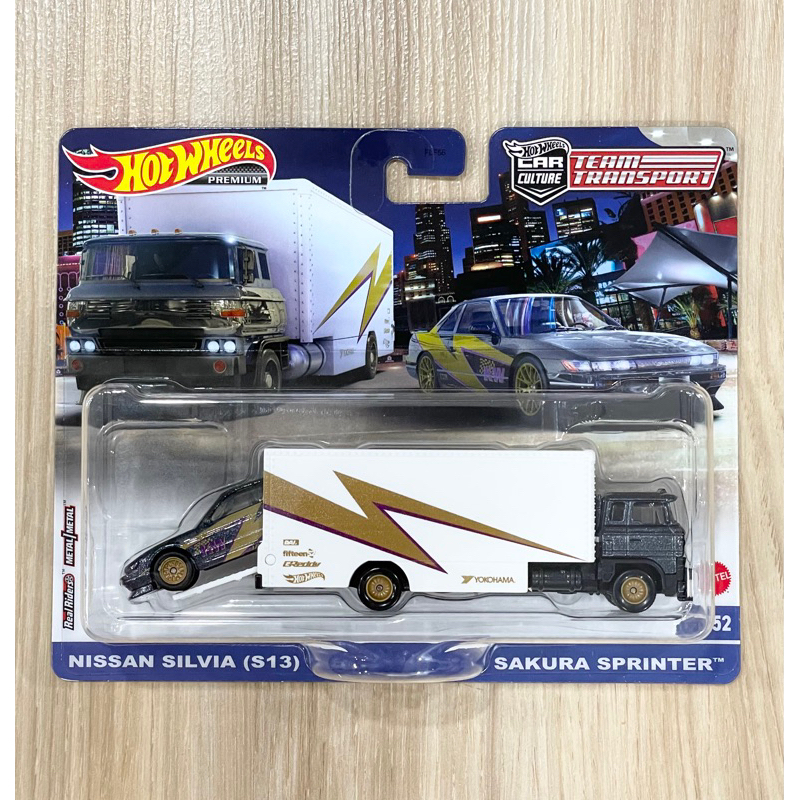 Hot Wheels SAKURA SPRINTER WITH NISSAN SILVIA (S13) Car Culture Team Transport 2023 Mix 1 new ...