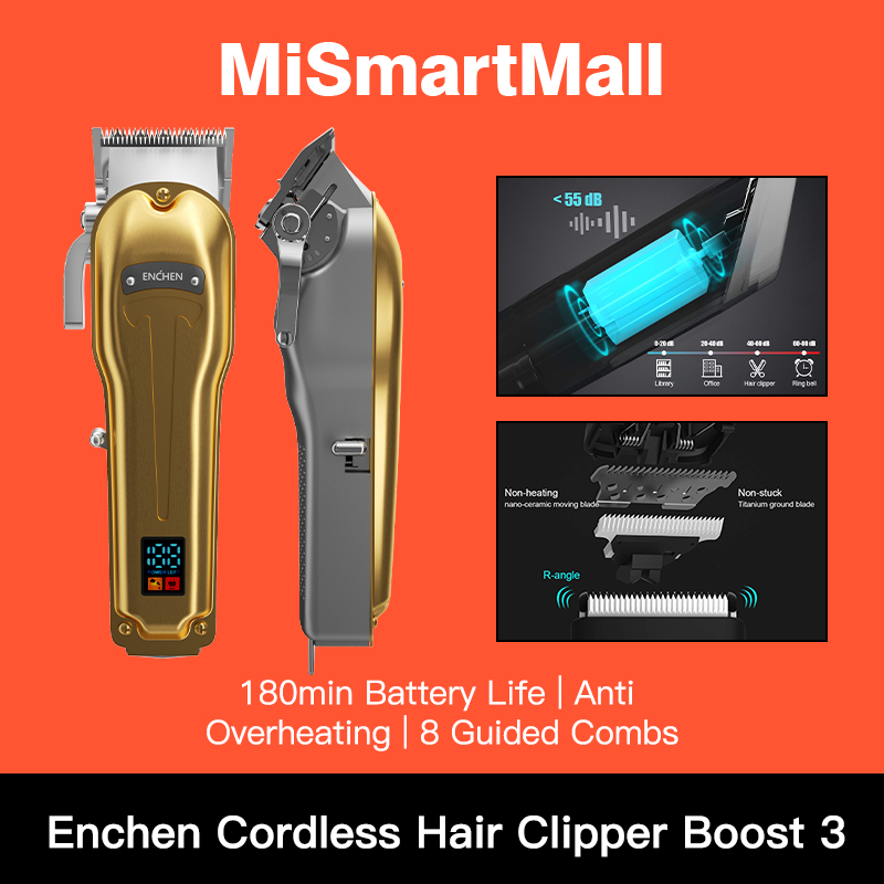 Enchen Hair Trimmer Boost 3 Professional Cordless Hair Clipper LED ...