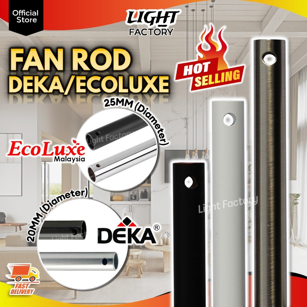 Original Ecoluxe / DEKA Fan Rod 12" / 24" / 36" / 48" /60" Ceiling Fan ...