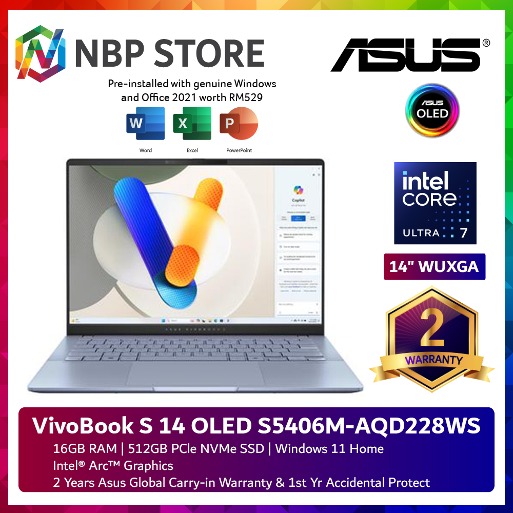 Asus VivoBook S 14 OLED S5406M-AQD228WS 14'' WUXGA Laptop Mist Blue ...