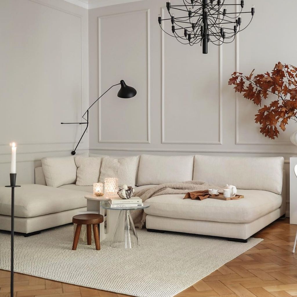 Cozylant Claudia Fabric Sofa / U Shape Sofa / Modular Sofa / Linen / White / Minimalist Nordic ...