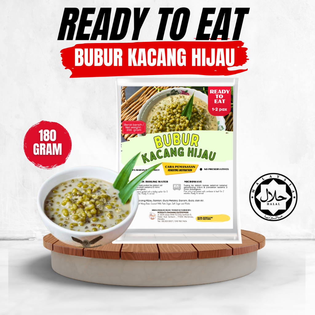 CHEF ZAM Bubur Kacang Hijau sweet mung bean PORRIDGE INSTANT PORRIDGE ...