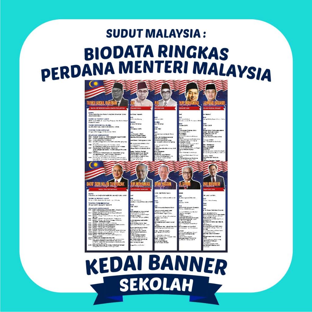 Bunting Biodata Ringkas Perdana Menteri Malaysia | Perdana Menteri ...