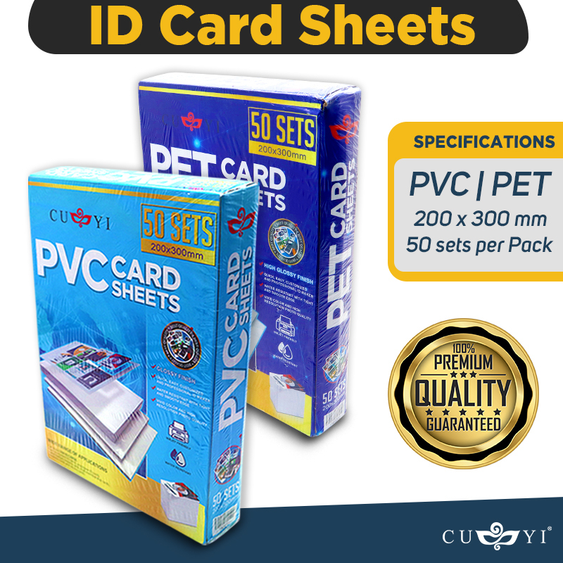 CUYI 50 Sheets PVC Sheet for ID Printing, Bag Tag & Calling Card Making ...