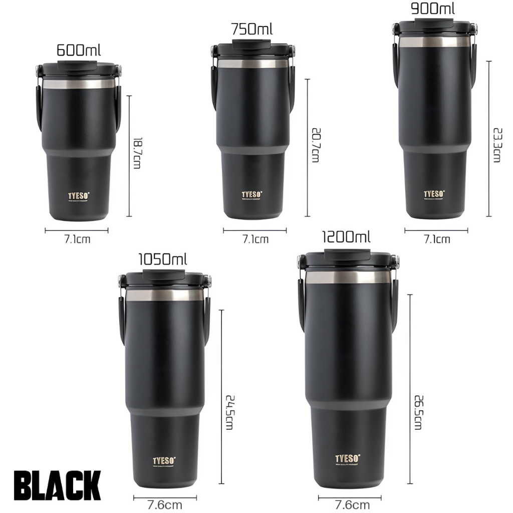 Tyeso Tumbler With Handle 600/750/900/1050/1200ml 304 Stainless Steel ...