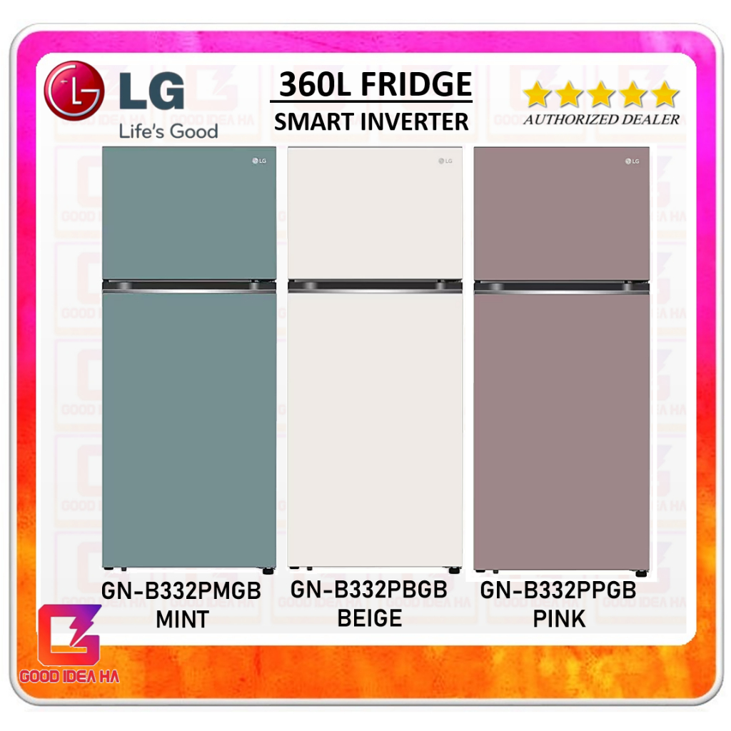 LG 360L Top Freezer Inverter Fridge GN-B332PPGB PINK / GN-B332PBGB ...