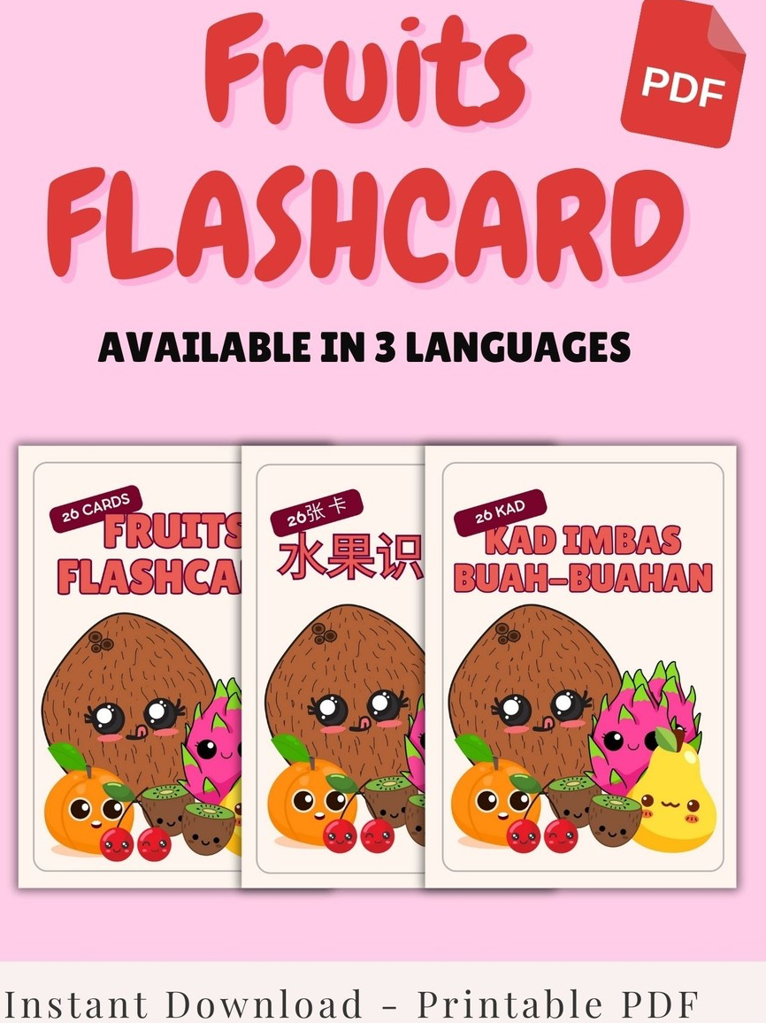 [PDF FILES/SOFT COPY] INSTANT DOWNLOAD AND PRINTABLE fruits flashcard ...