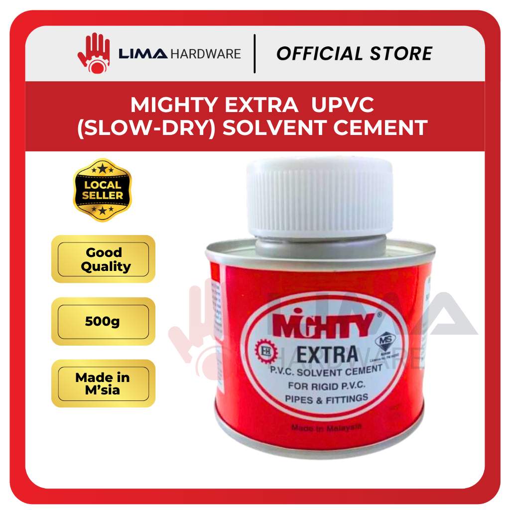 MIGHTY EXTRA NO.10 UPVC (SLOW-DRY) SOLVENT CEMENT - 500G (Made in M'SIA ...