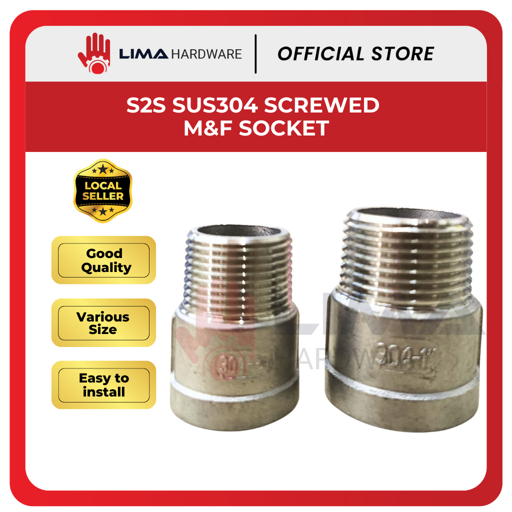 S2S SUS304 SCREWED M&F SOCKET - 3/4" | 1" (M/F - 20MM / 25MM) | Shopee ...
