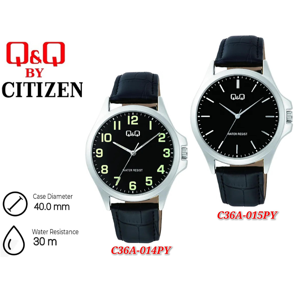 Q&Q Watch By Citizen Analogue Men's Leather Strap Watch C36A .. | Shopee Malaysia