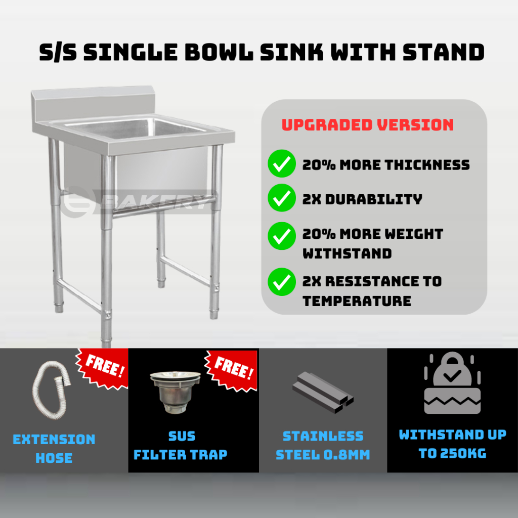 SINGLE BOWL BASIN STAINLESS STEEL COMMERCIAL SINKI / KITCHEN SINK ...