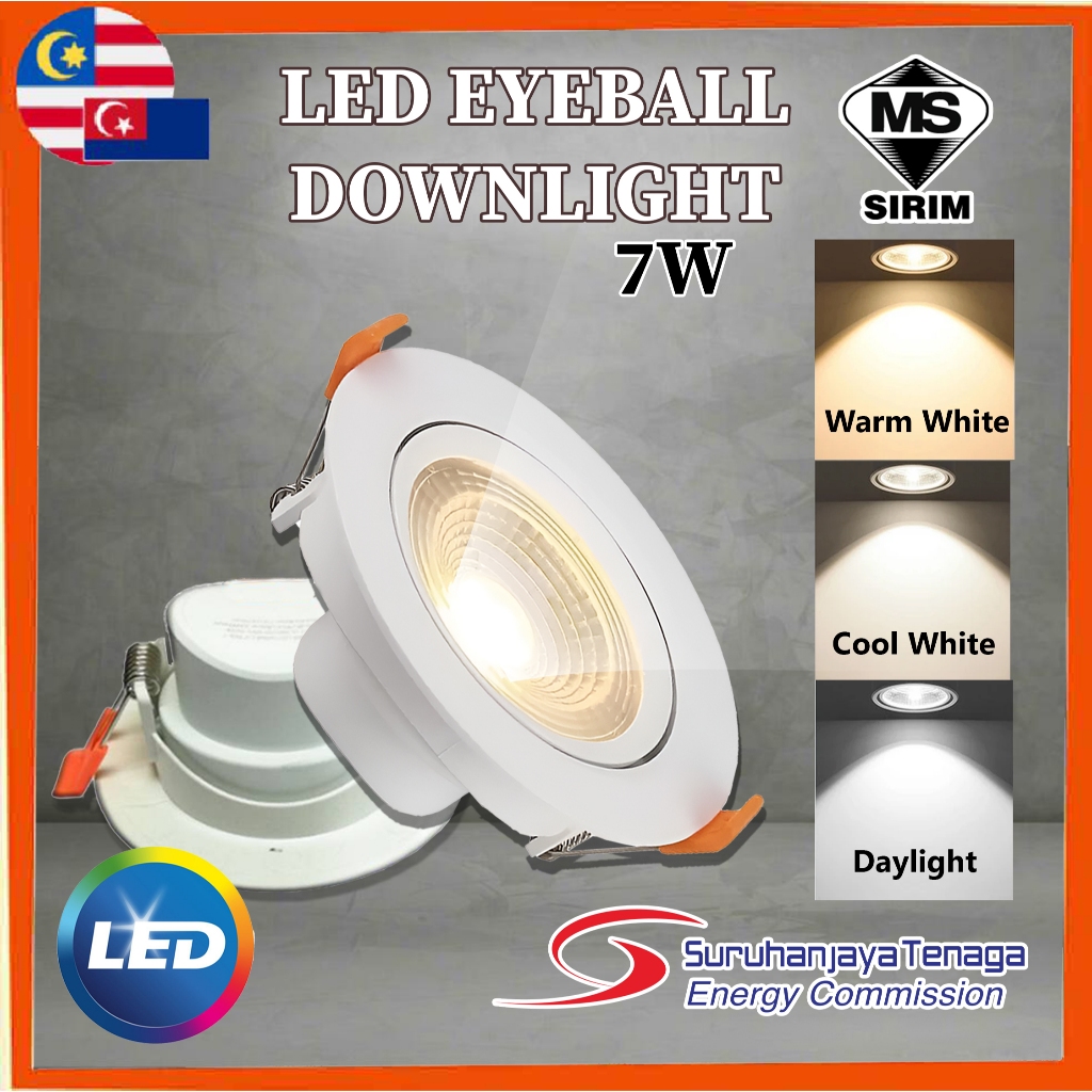 [SIRIM] LED 7W Ceiling Light Eyeball Recessed Spotlight (Round ...