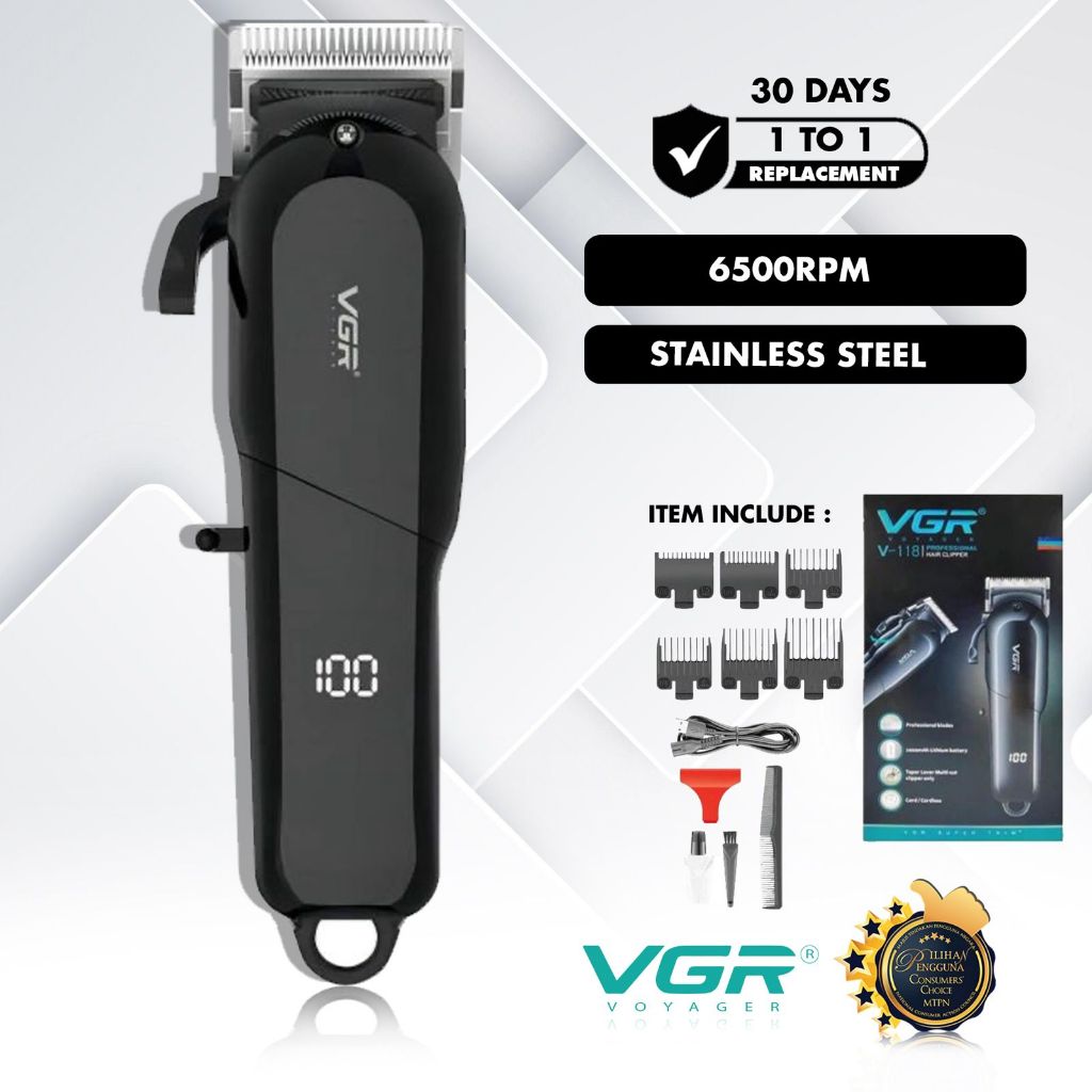 VGR V-118 Limited Edition Professional Corded & Cordless Hair Clipper With Led Display 6 Length ...