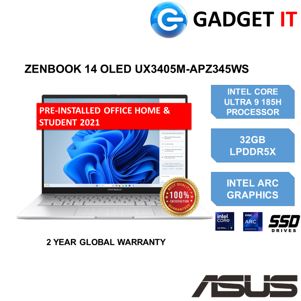 ASUS ZENBOOK 14 UX3405M-APZ345WS / UX3405M-APZ346WS / APZ346WSM LAPTOP ...