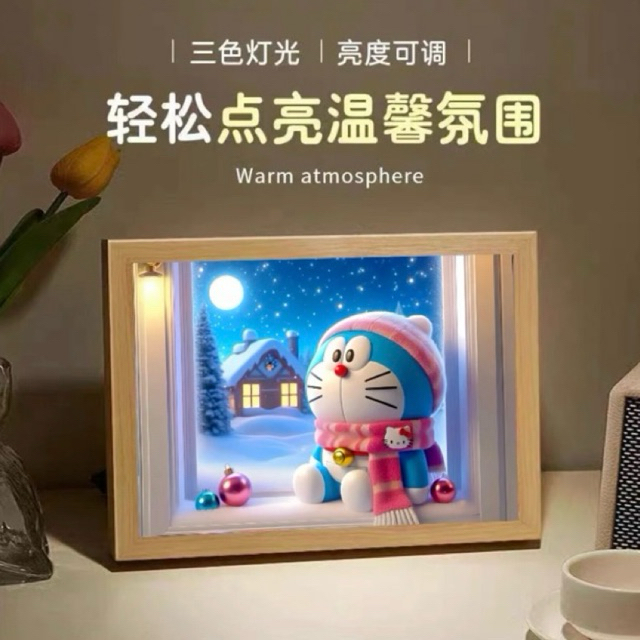 Doraemon 哆啦A梦 Light Painting Photo Frames Paiting Lamp Figure Anime ...