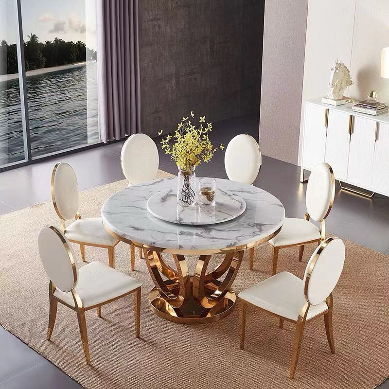 [PREORDER] ROUND DINING TABLE MARBLE TABLE STAINLESS STELL DESK MEJA ...