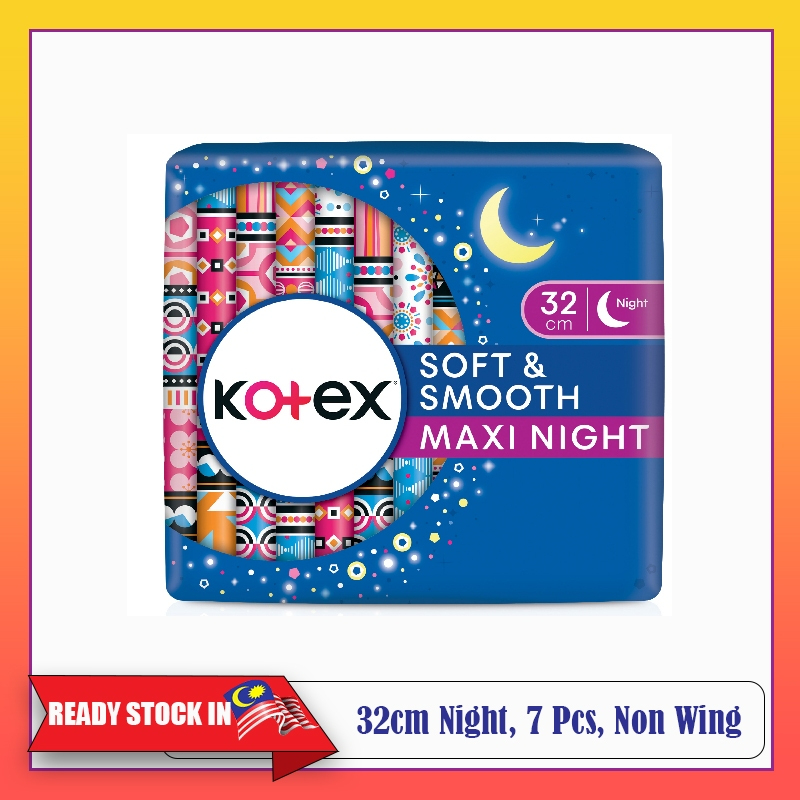 Kotex Soft & Smooth Maxi Overnight Non-Wing Pad 32cm (7 pcs) travel pack Sanitary Pad tuala ...