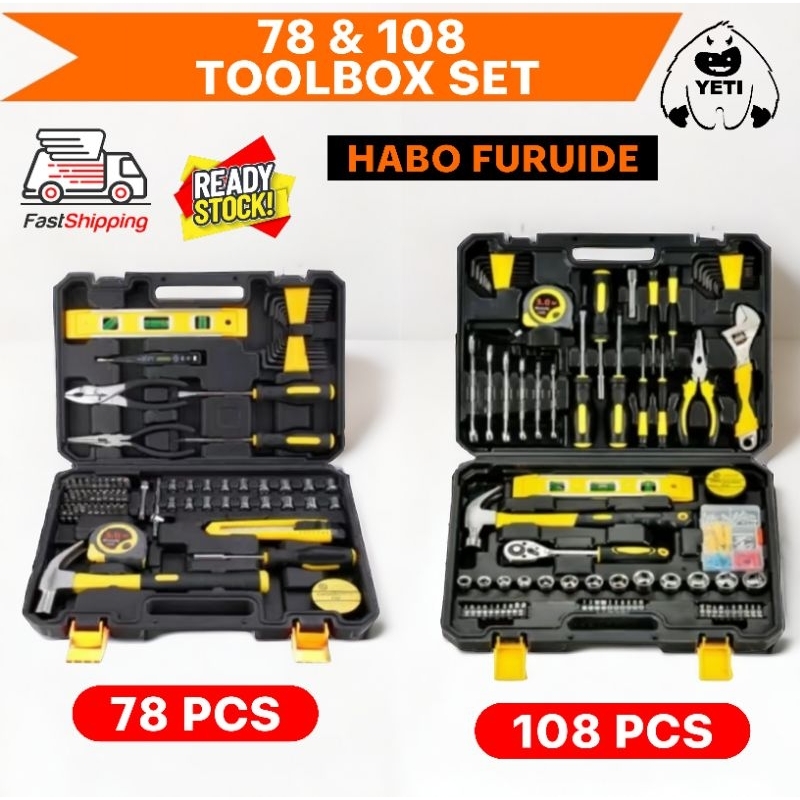 HABO78/108 Pcs Toolbox Set Tool Set Spanar Tool Box DIY Tools Tool Kit Hand Tools | Shopee Malaysia