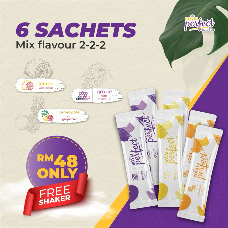 Wonder Fruity rebranding Trial set 6 sachet Royal Perfect Fiber Juice ...