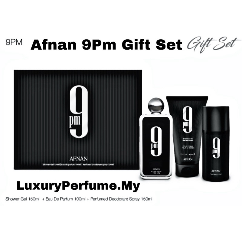 9pm Gift set 100ml Perfum+Shower gel 150ml+Deo 150ml /9pm Afnan cologne ...