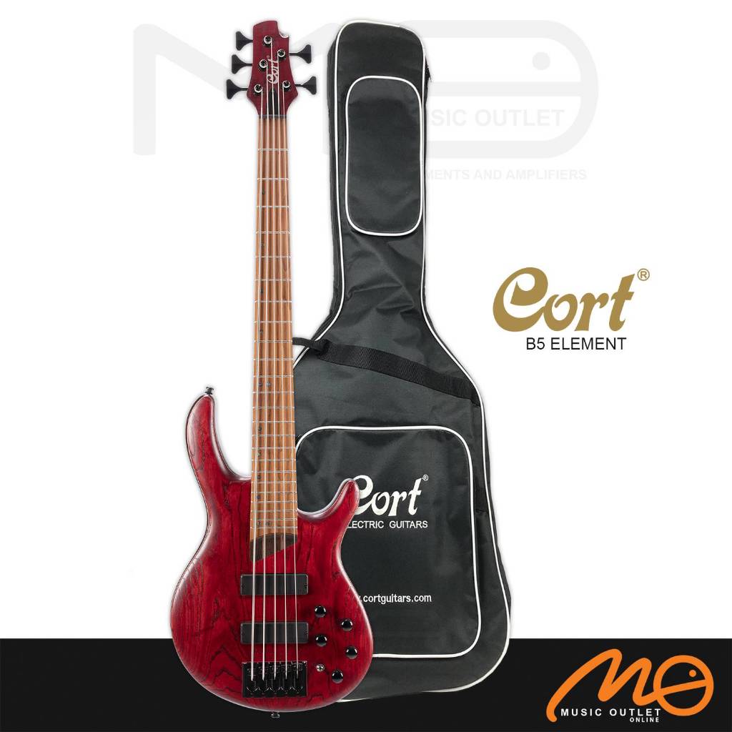 CORT B5 ELEMENT 5-STRING ELECTRIC BASS (OPEN PORE BURGUNDY RED ...