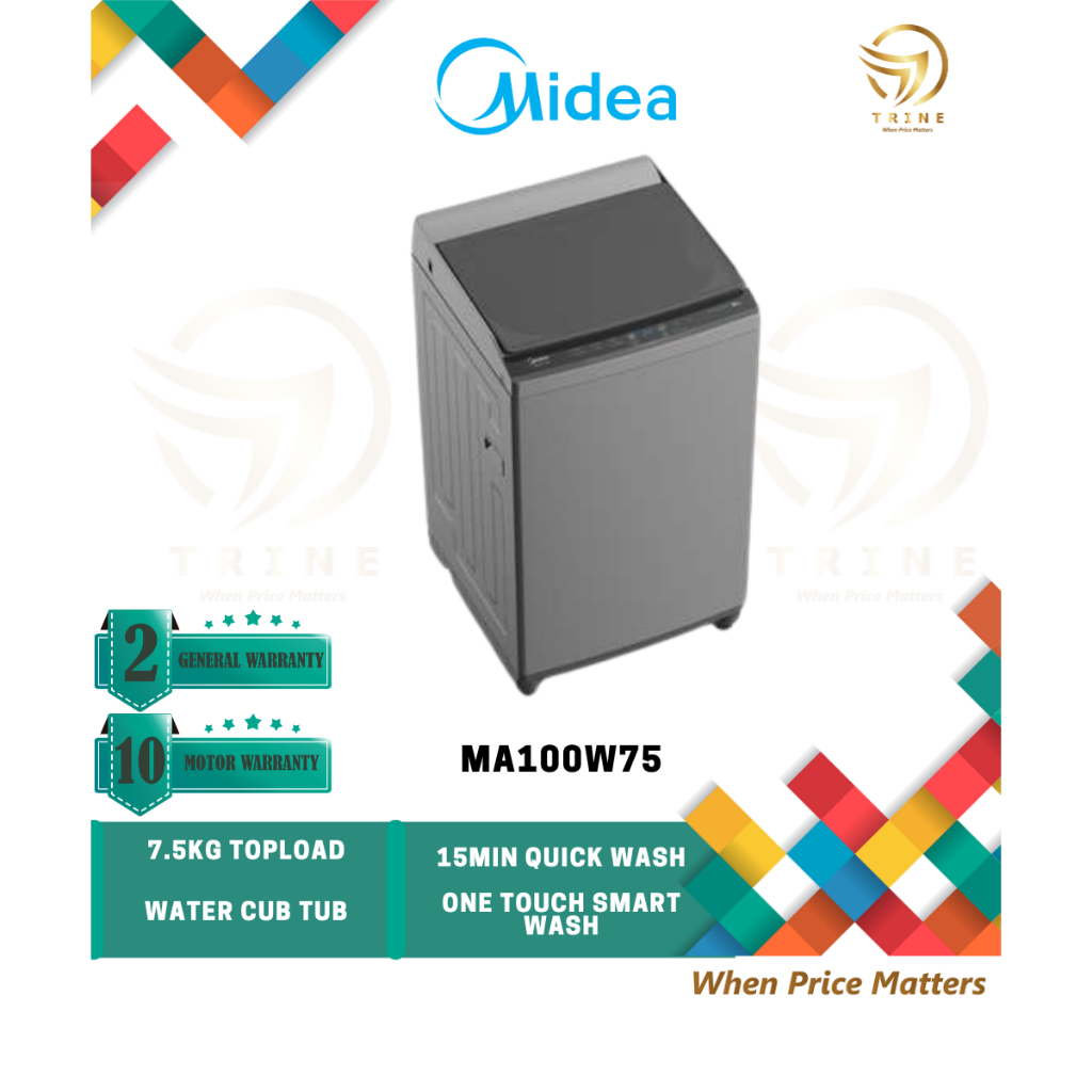 MIDEA WASHING MACHINE 7.5KG 8.5KG 9.5KG TOP LOAD WASHER MESIN BASUH AUTO MURAH 洗衣机 洗衣機 MA100W75 ...