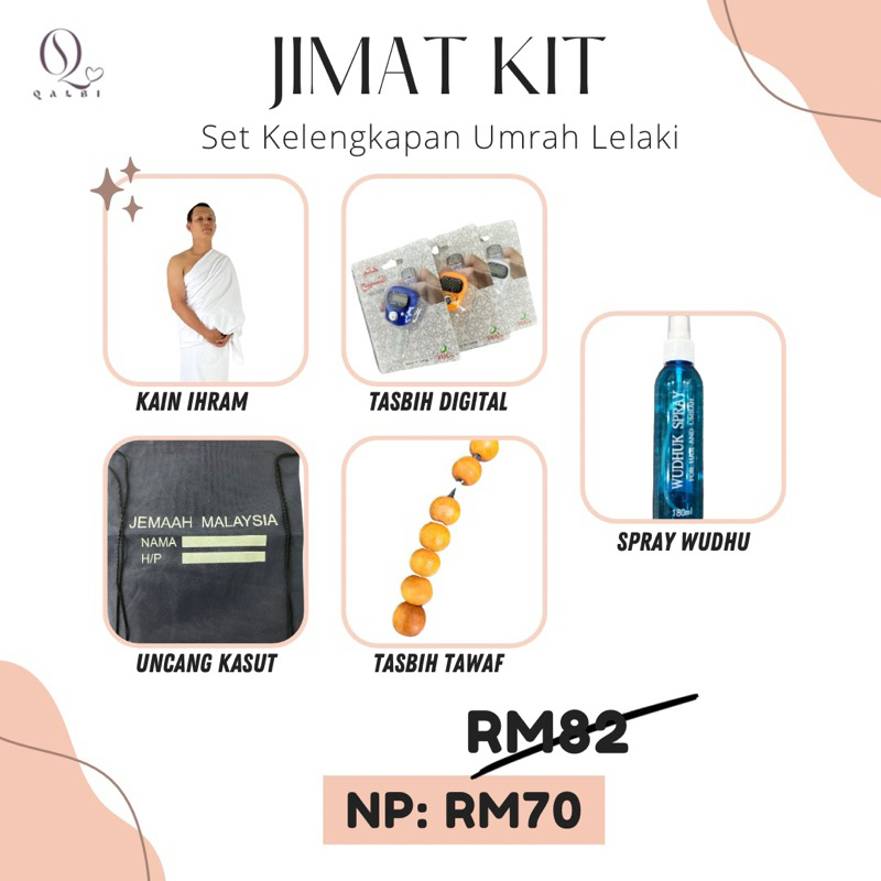 SET KELENGKAPAN ASAS UMRAH DAN HAJI LELAKI - JIMAT KIT | Shopee Malaysia