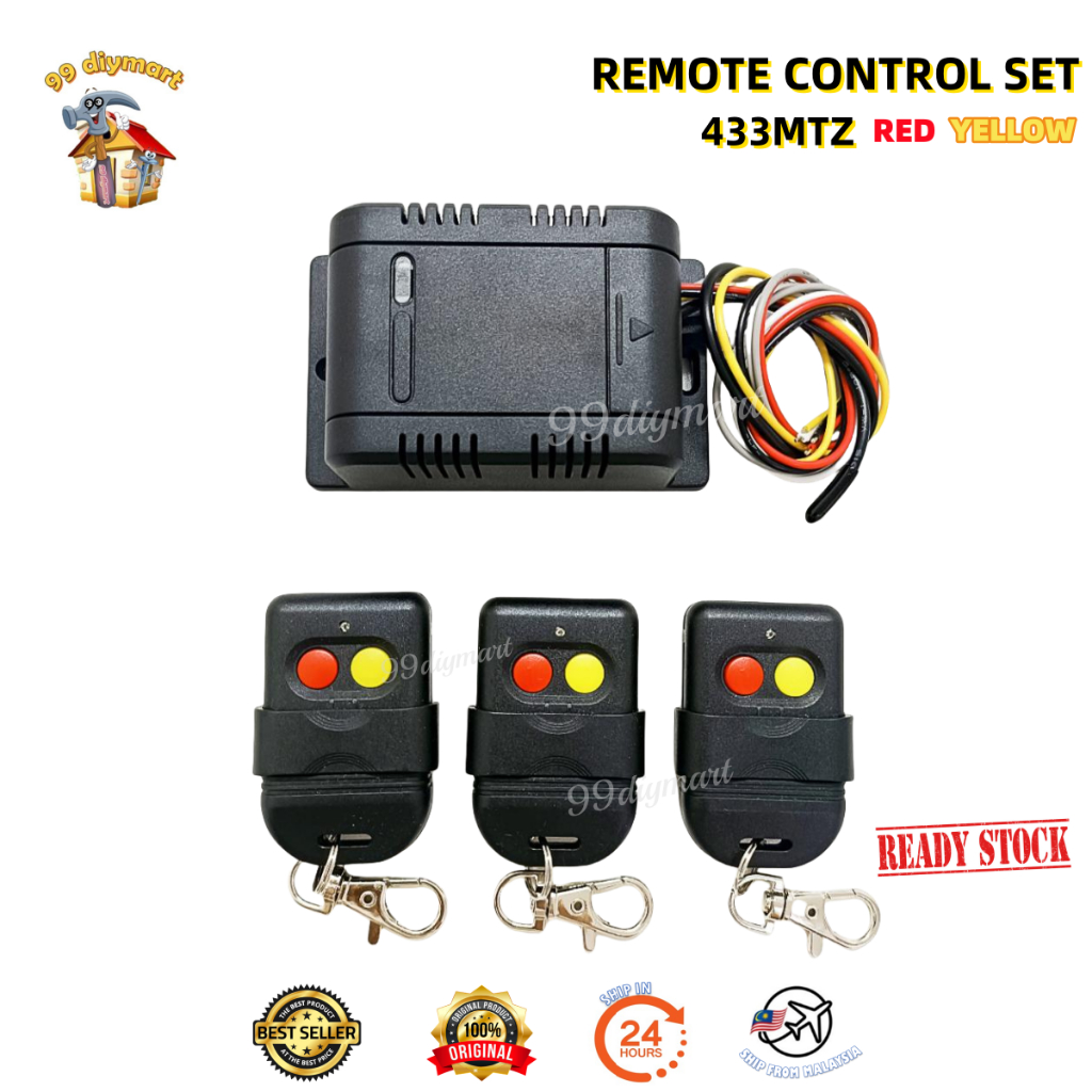 ROLLING CODE - Autogate 2CH 433mtz Kawalan Jauh/Penerima | Autogate 2CH 433mtz Red & Yellow ...