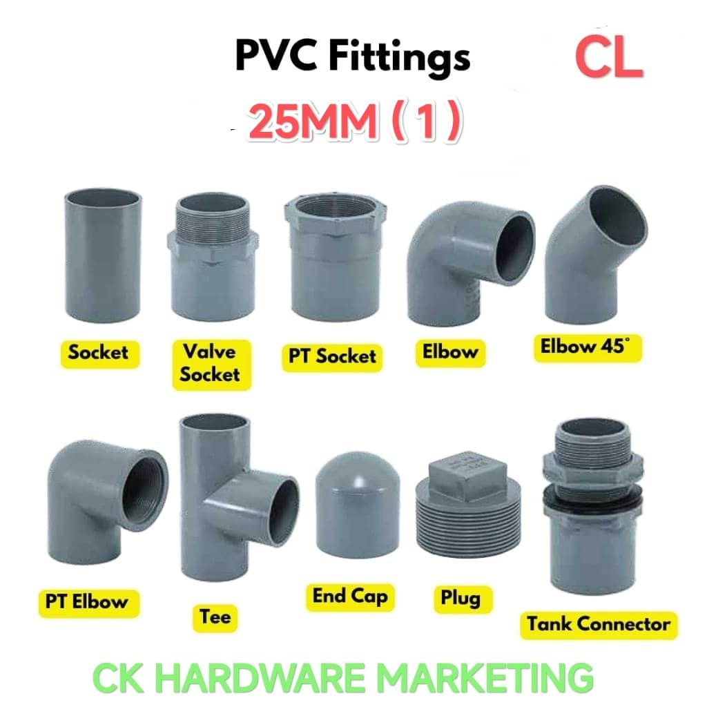 25mm (1") CL PVC Fittings Connector Grey PVC Elbow 1" PVC Piping ...