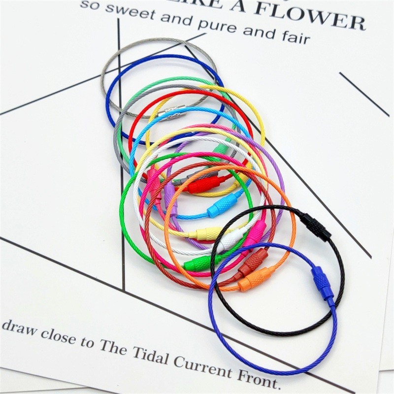 Candy Colour Wire Key Ring 15cm Macaron Stainless Steel Loop Cable ...