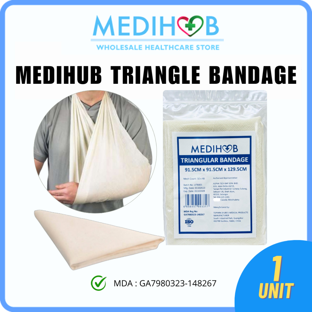 [𝐌𝐃𝐀 𝐀𝐏𝐏𝐑𝐎𝐕𝐄𝐃] MEDIHUB Triangle Bandage Thickened Triangle First Aid Bandage | Shopee Malaysia