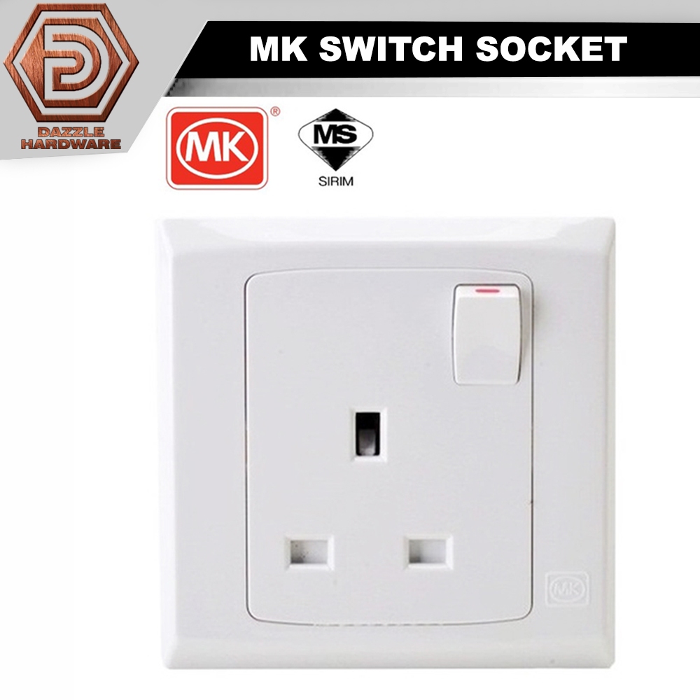 MK switch socket E2757SRWHI white kepala plug MK 13A putih Electric ...