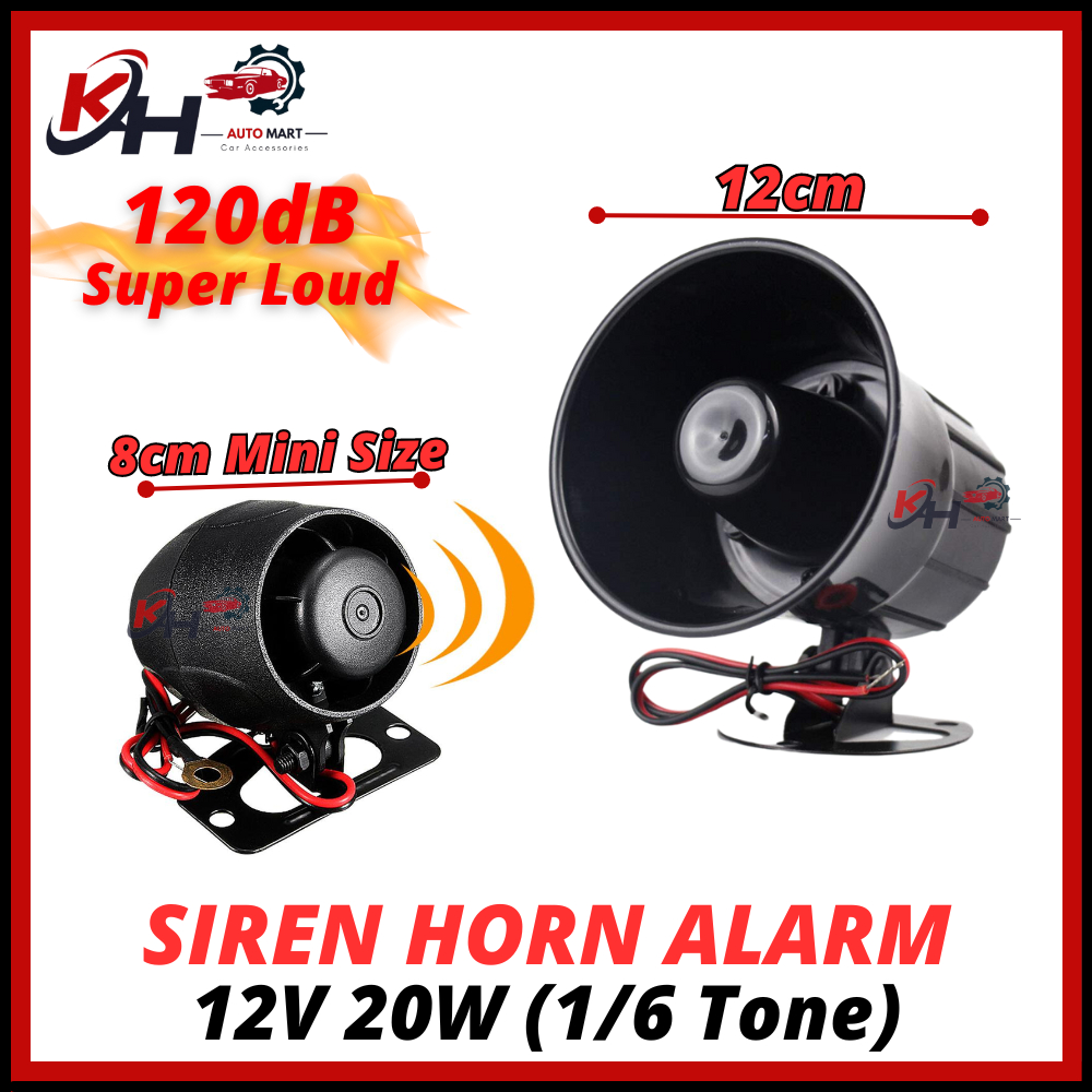 SUPER LOUD 12V SIREN 1 Tone / 6 Tone 20 WATT Security Alarm System ...