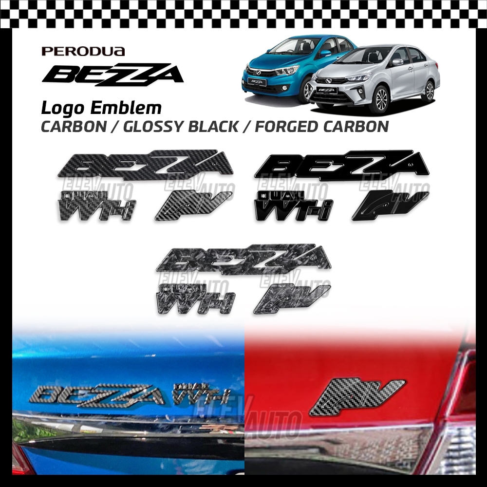 Perodua Bezza Logo Emblem Carbon Fiber Black BEZZA VVTI AV X eco Rear ...