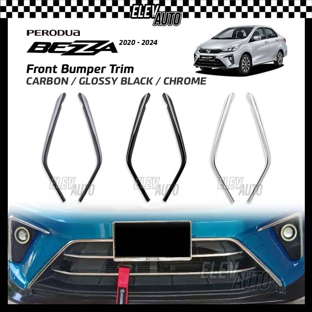 Perodua Bezza 2020-2024 CARBON CHROME BLACK Front Bumper Trim Cover ...