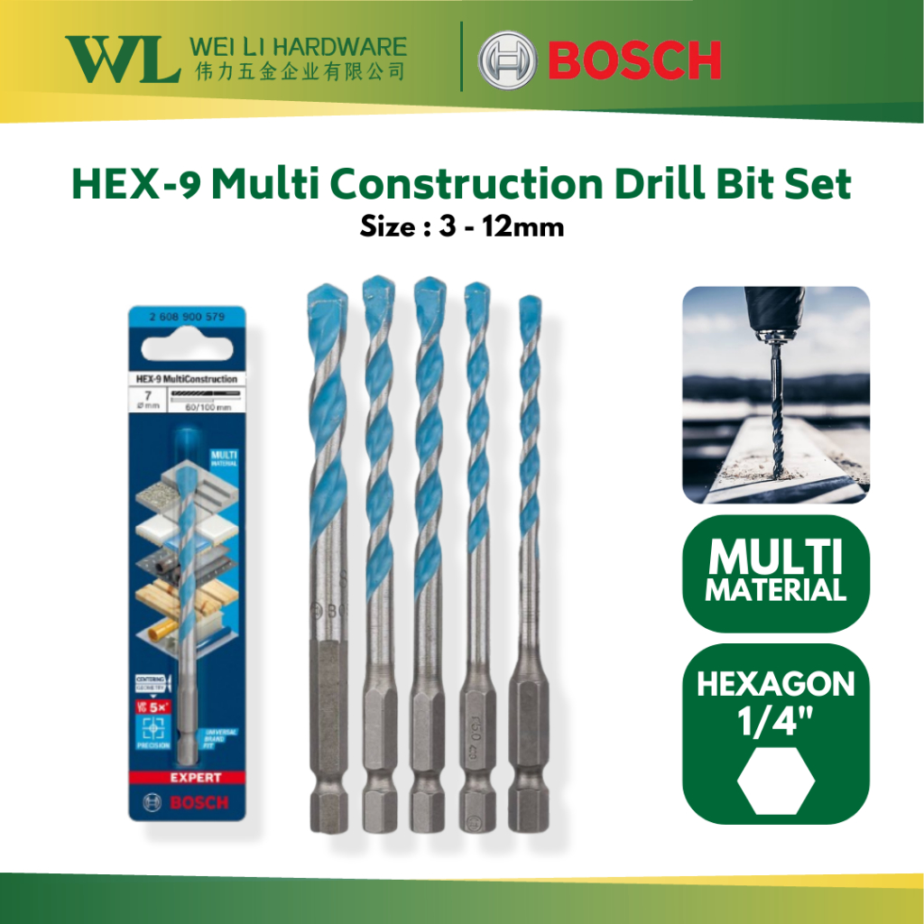BOSCH HEX-9 Multi Construction Drill Bit / multi use construction drill ...