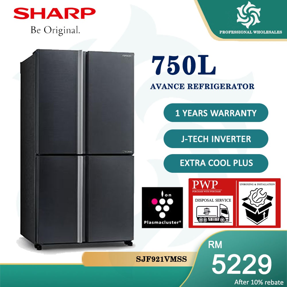 SHARP 4 Door 750L J-Tech Inverter Avance Refrigerator - SJF921VMSS ...