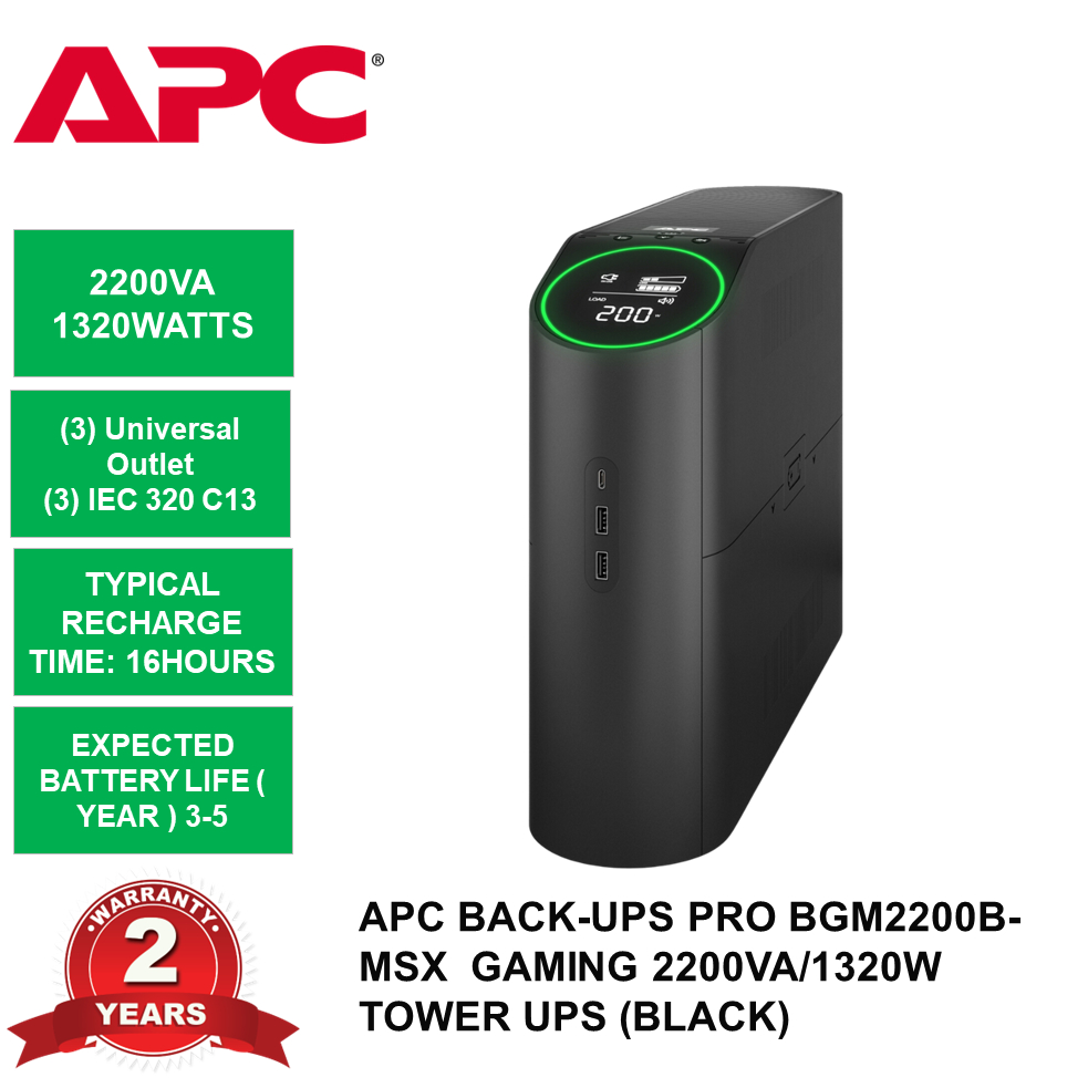 APC Backup-Ups Pro For Gaming (2200VA/1320W) BGM2200-MSX/BGM2200B-MSX ...