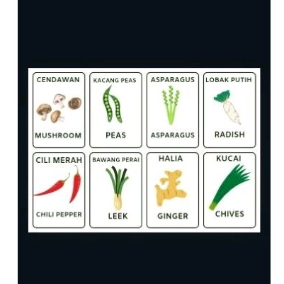 Flash card sayuran BM BI printable PDF | Shopee Malaysia