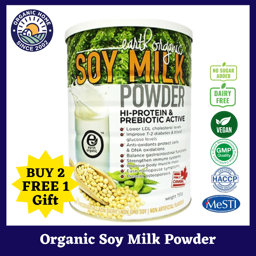 Earth Living Organic Soy Milk Powder (Hi Protein & Prebiotic Active ...