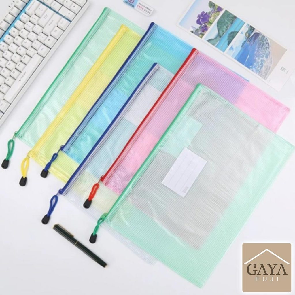 Office School Zipper Pouch Zip File Bag Document Folder Mesh Stationery ...