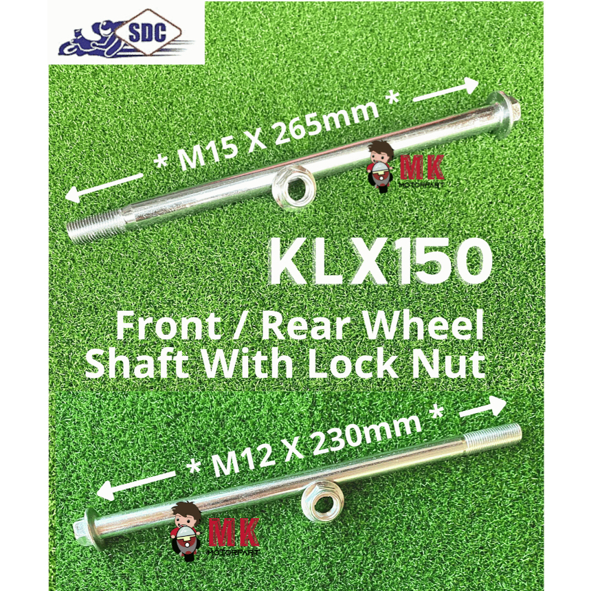 Kawasaki KLX150 FRONT / REAR WHEEL SHAFT With LOCK NUT / Sap Roda Depan ...