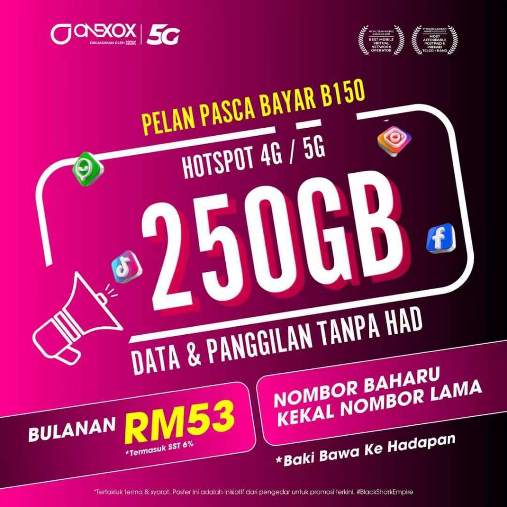 ONEXOX B150 5G Sim XOX Postpaid Unlimited Data Unlimited Calls | Shopee Malaysia