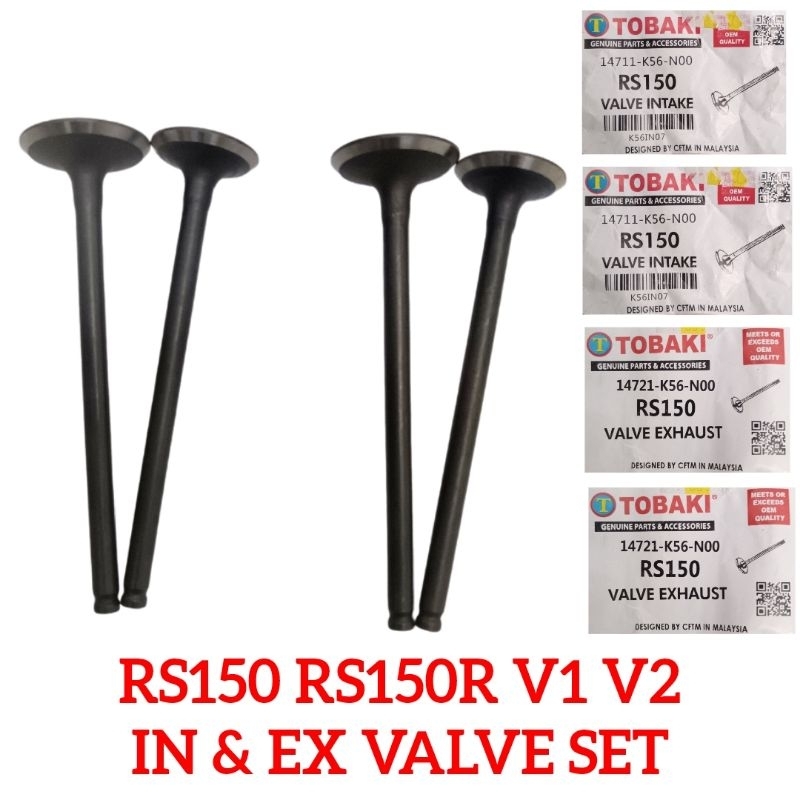 1SET 4PCS TOBAKI HONDA RS150 RS150R V1 V2 RS 150 R INTAKE&EXHAUST IN/EX ...