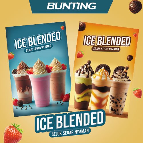 Bunting Ice Blended Coklat Strawberry | Bersaiz 2x3 Kaki | Design Ready ...