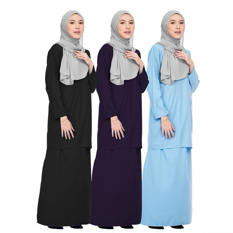 Baju Kurung Pesak Pahang Plain Premium Lembut Ironless Tak Payah Gosok Merdeka Raya Riau Moden ...
