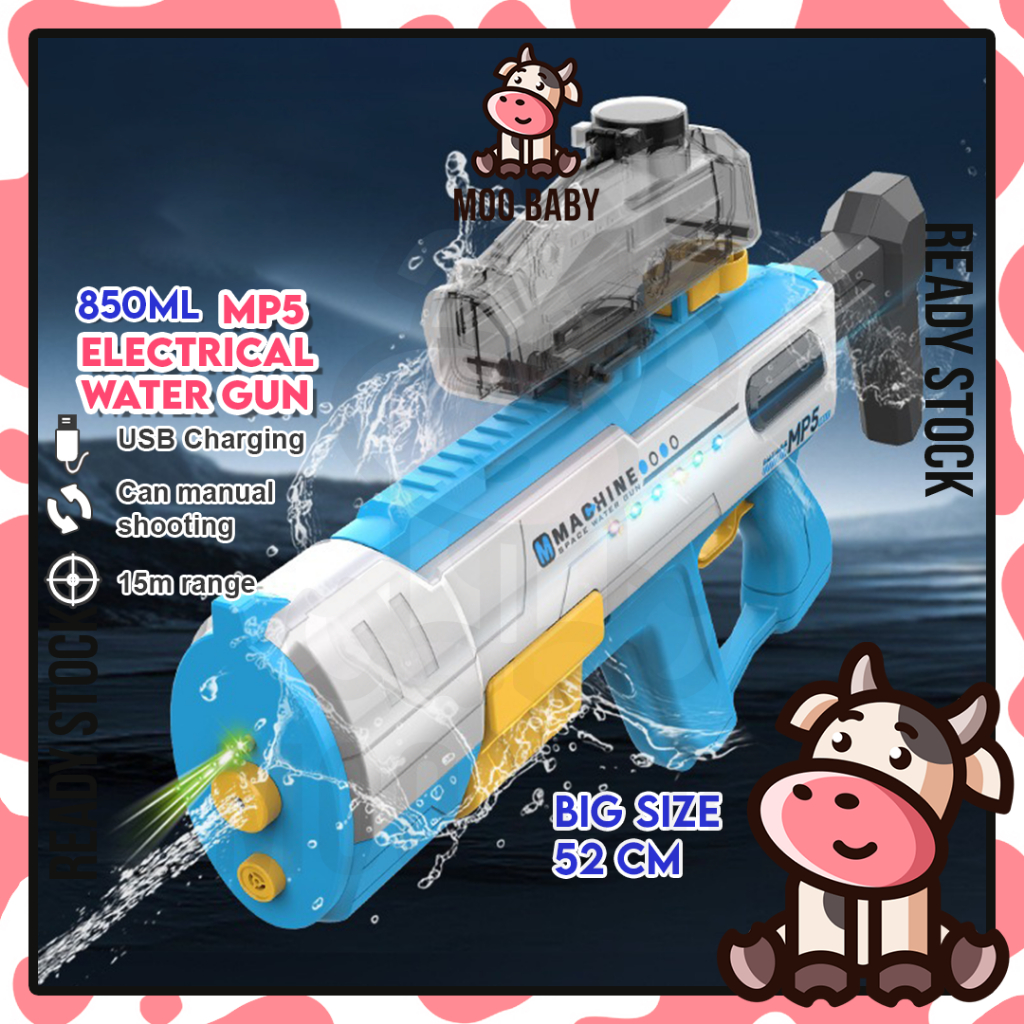 🐮Moo Baby Mainan Tembak Air MP5 Water Gun Big Water Gun Electric Water ...