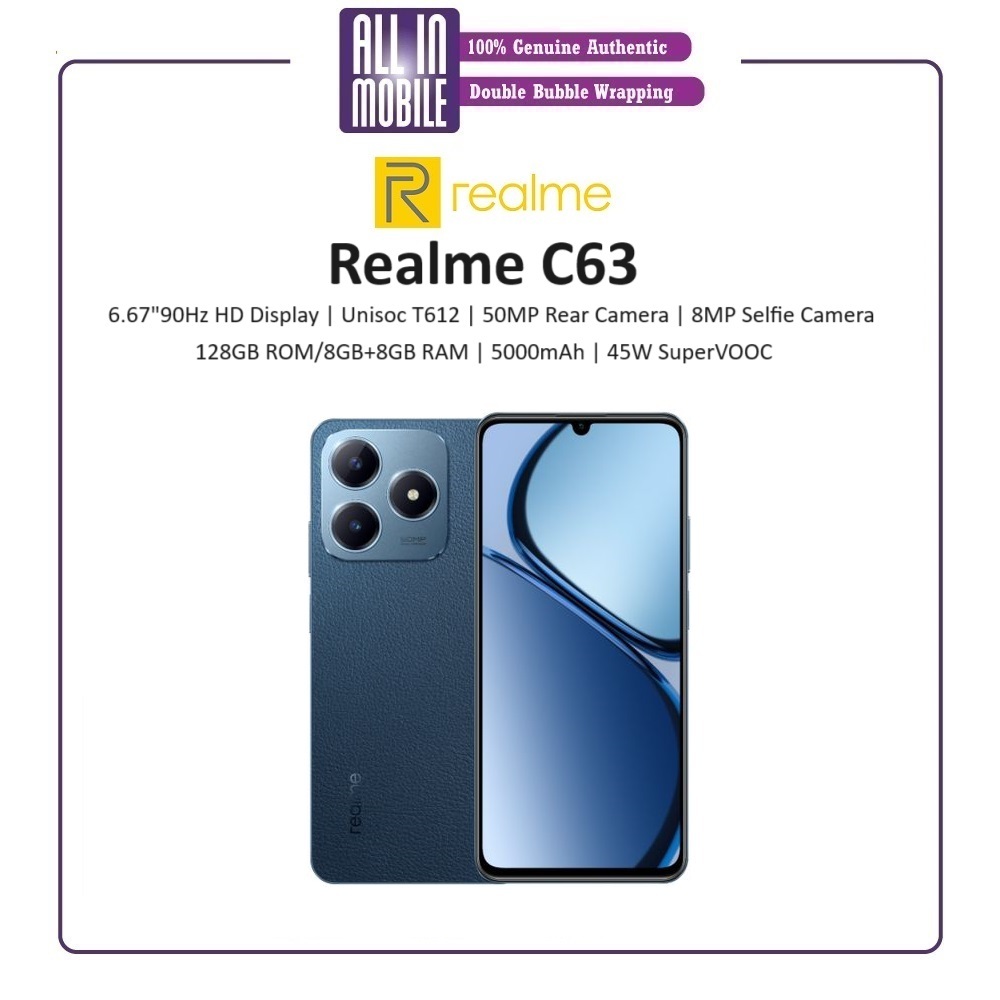 Realme C63 (128GB ROM | 8GB+8GB RAM) Official 1 Year Warranty By Realme ...
